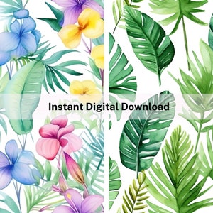 Watercolor Jungle Digital Paper, Seamless Pattern Backgrounds Printable ...