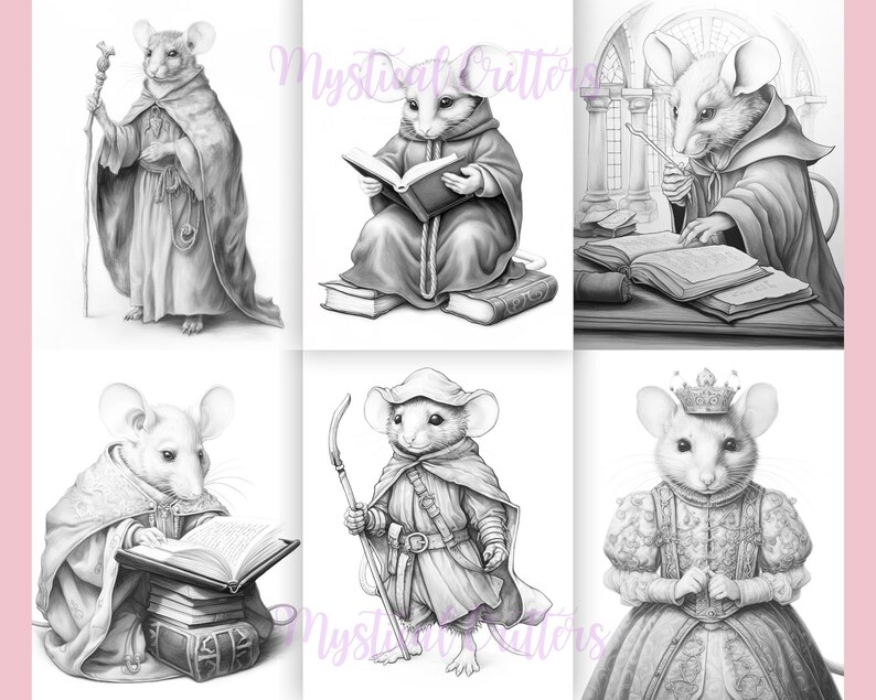 Medieval Mice Coloring Book 50 Coloring Pages for Adults and - Etsy