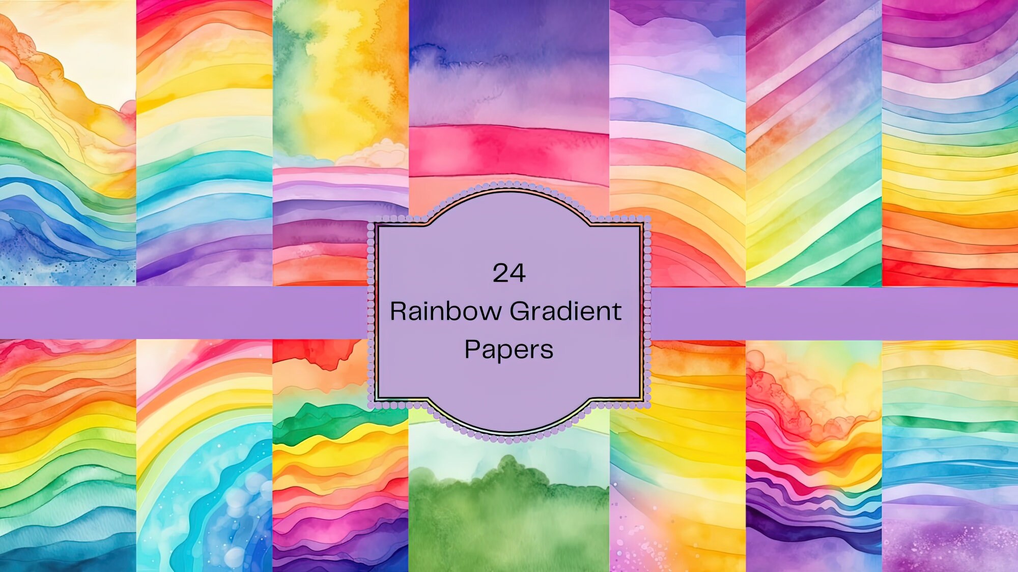 Rainbow Watercolor Digital Paper Rainbow Gradient Paper - Etsy