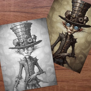 Macabre Steampunk Coloring Book - 34 Grayscale Printable Coloring Pages ...