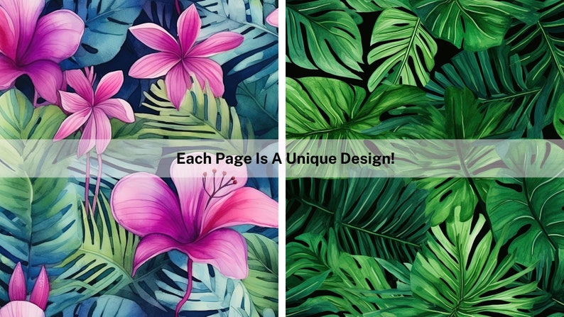 Watercolor Jungle Digital Paper, Seamless Pattern Backgrounds Printable ...