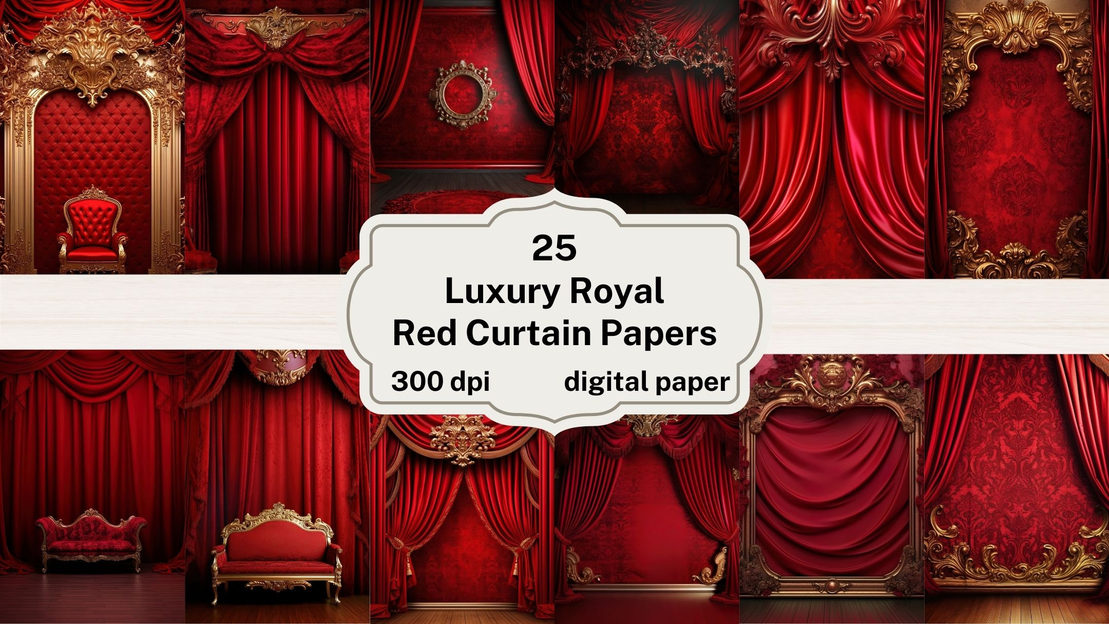 Luxury Royal Red Digital Paper Red Ornate Curtain Backgrounds - Etsy