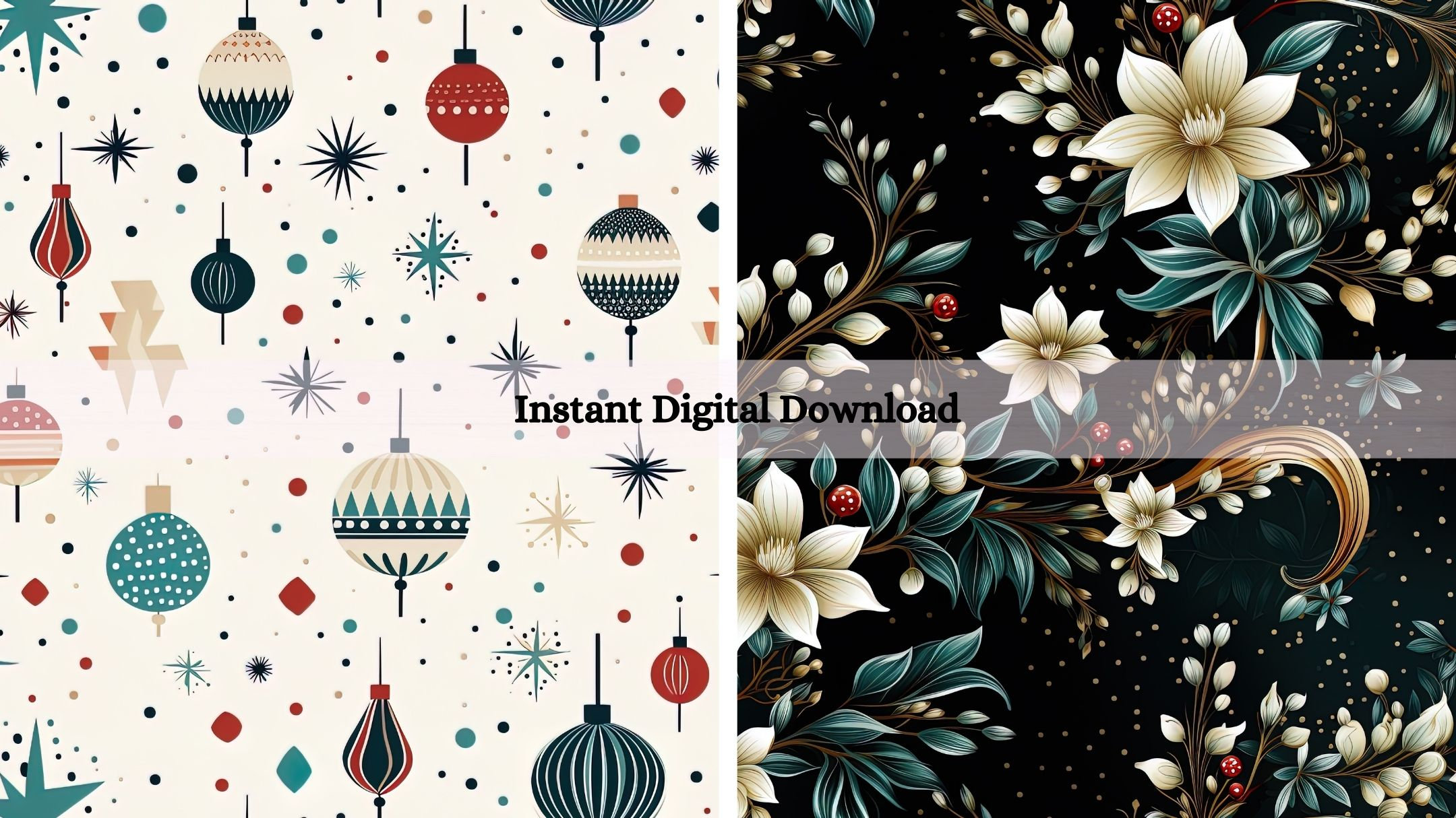 Christmas Digital Paper, Seamless Christmas Pattern Backgrounds ...