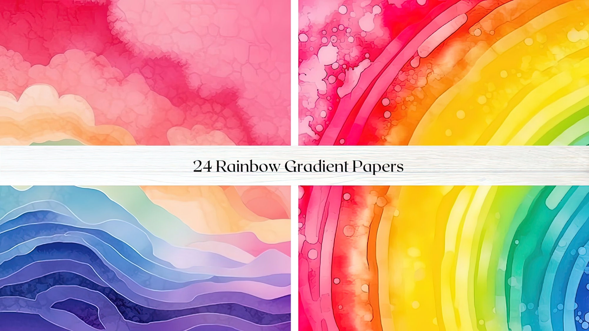 Rainbow Watercolor Digital Paper Rainbow Gradient Paper - Etsy