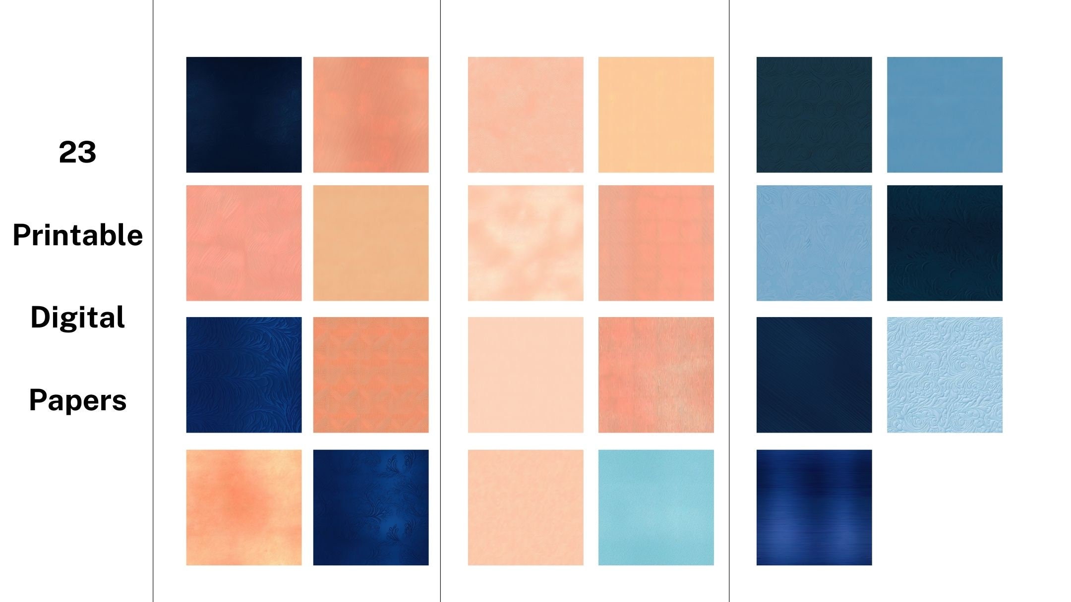 Peach and Blue Digital Paper Seamless Pattern Backgrounds - Etsy