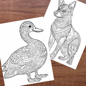 Farm Animal Mandala Coloring Book - 35 Grayscale Printable Adult ...