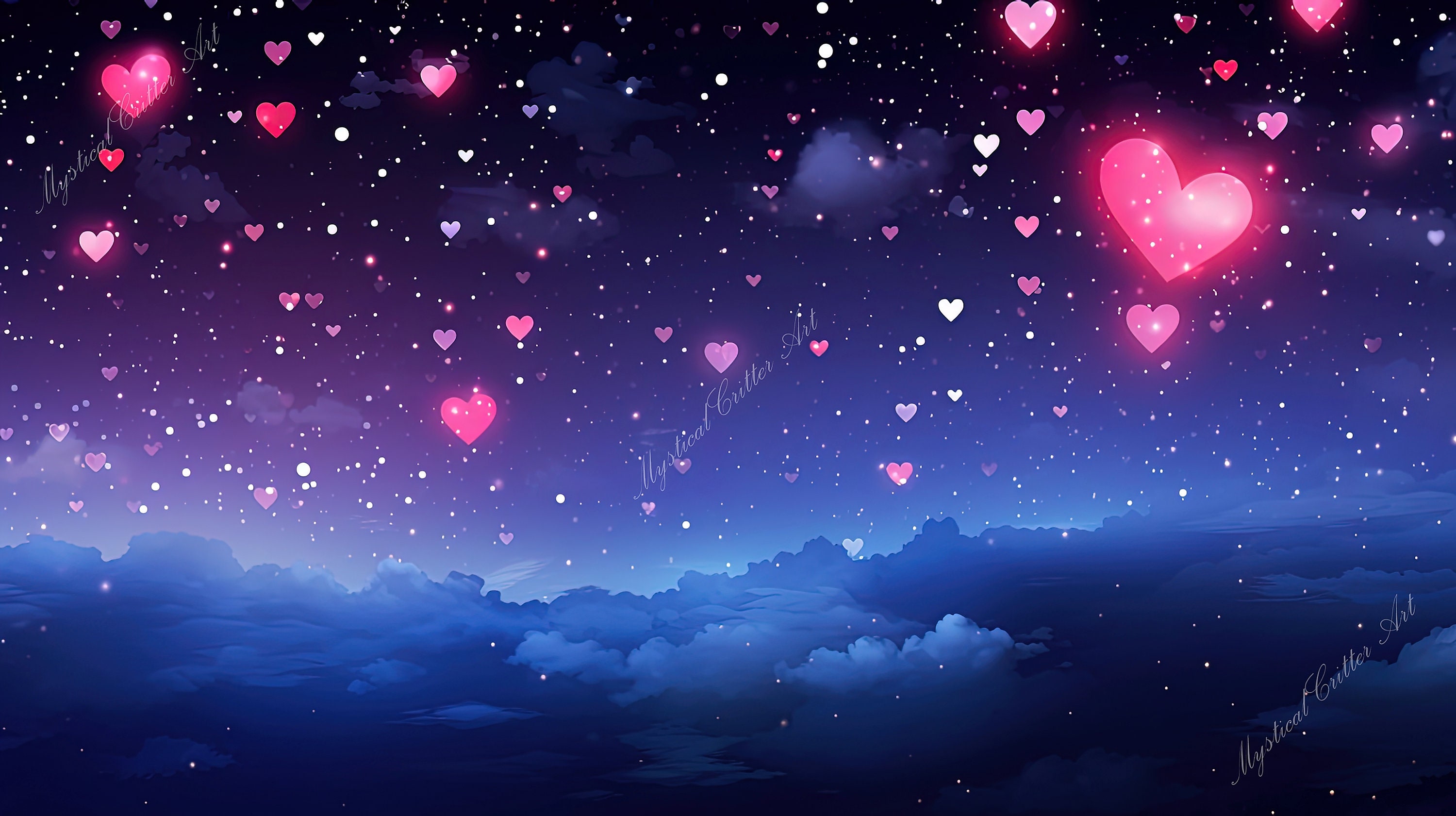 Heart Night Sky Desktop Wallpapers, Fantasy Night Sky Computer ...