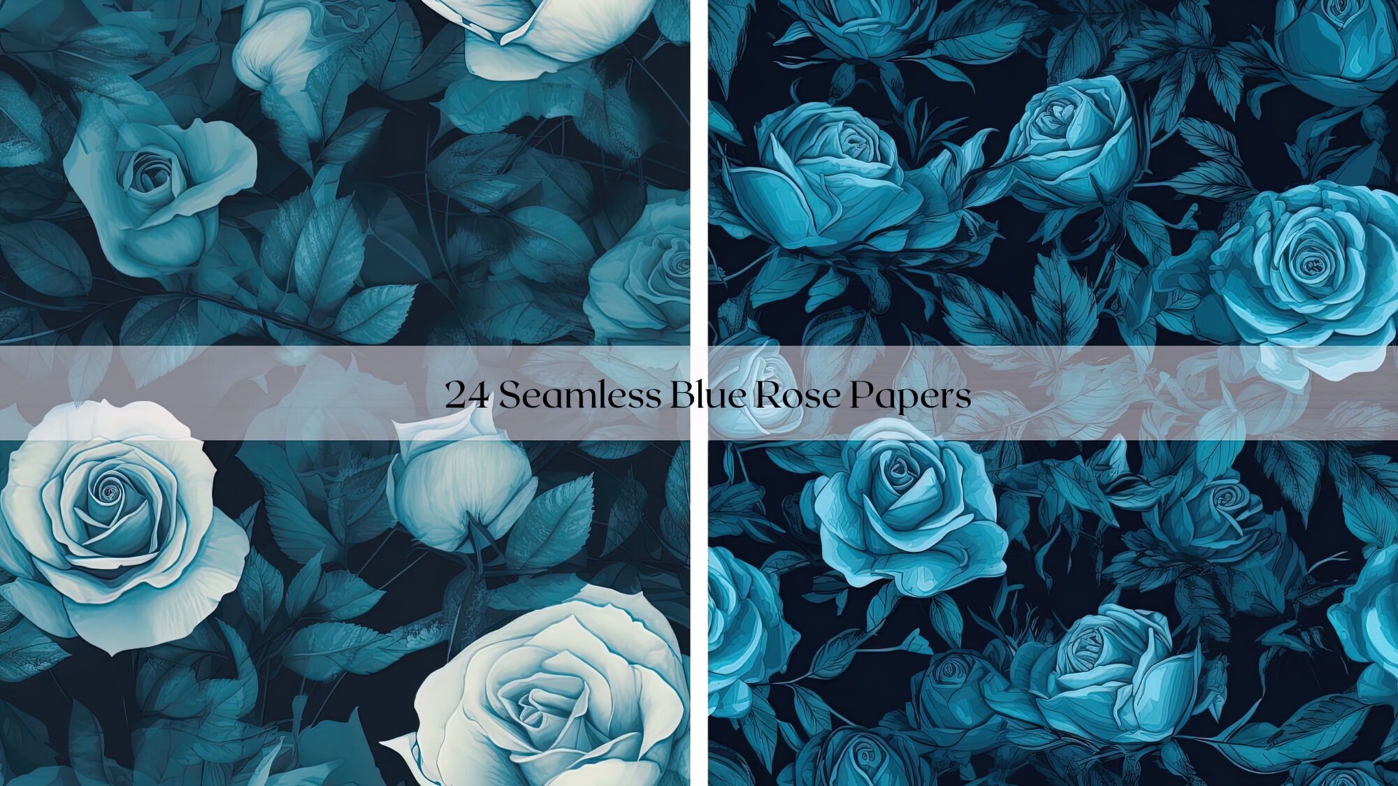 Blue Floral Digital Paper Seamless Backgrounds Blue Rose - Etsy