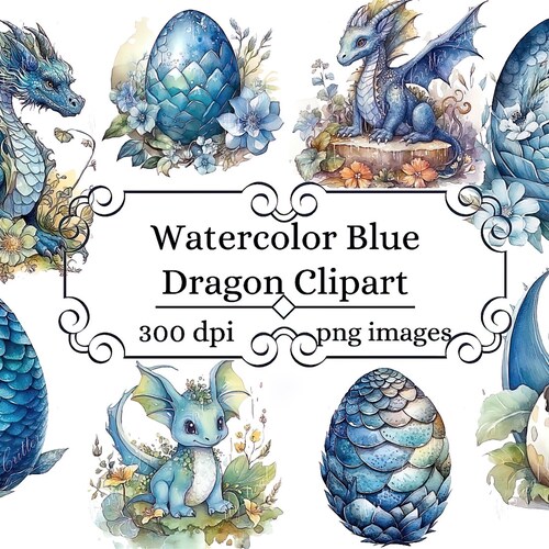 Baby Dragon Clipart Bundle Watercolor Art Fantasy Cute - Etsy