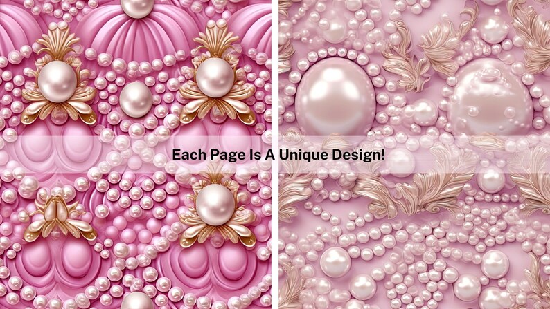 Pink Pearl Digital Paper, Seamless Pearl Pattern Backgrounds Printable ...
