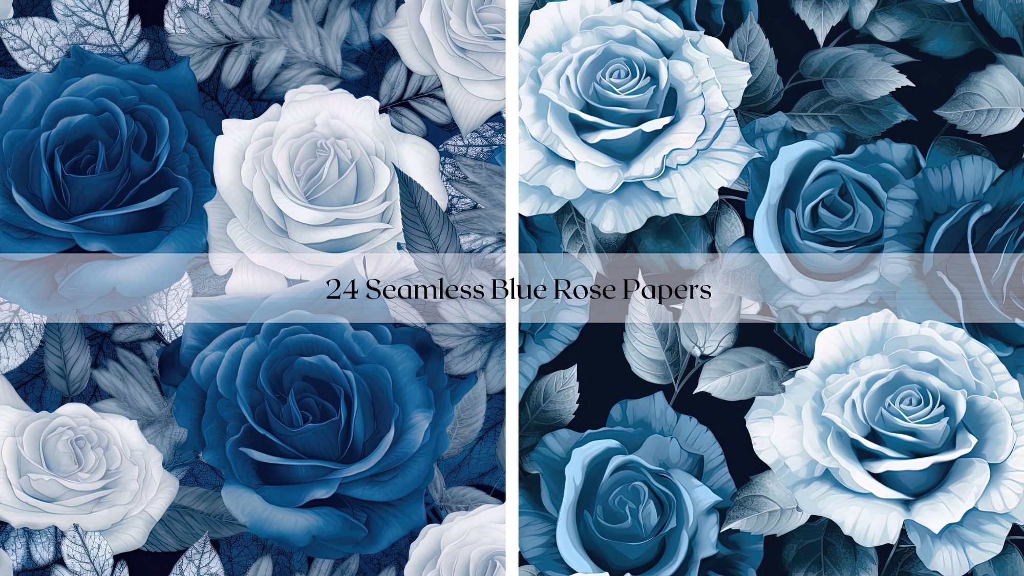 Blue Floral Digital Paper Seamless Backgrounds Blue Rose - Etsy