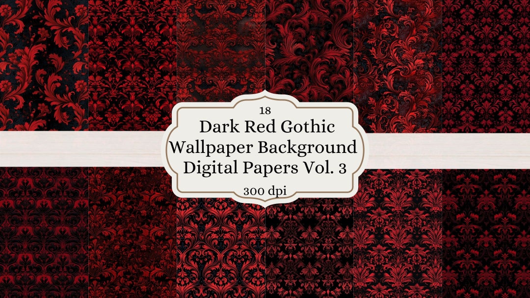 Dark Red Gothic Wallpaper Background Digital Paper, Instant Download - Etsy