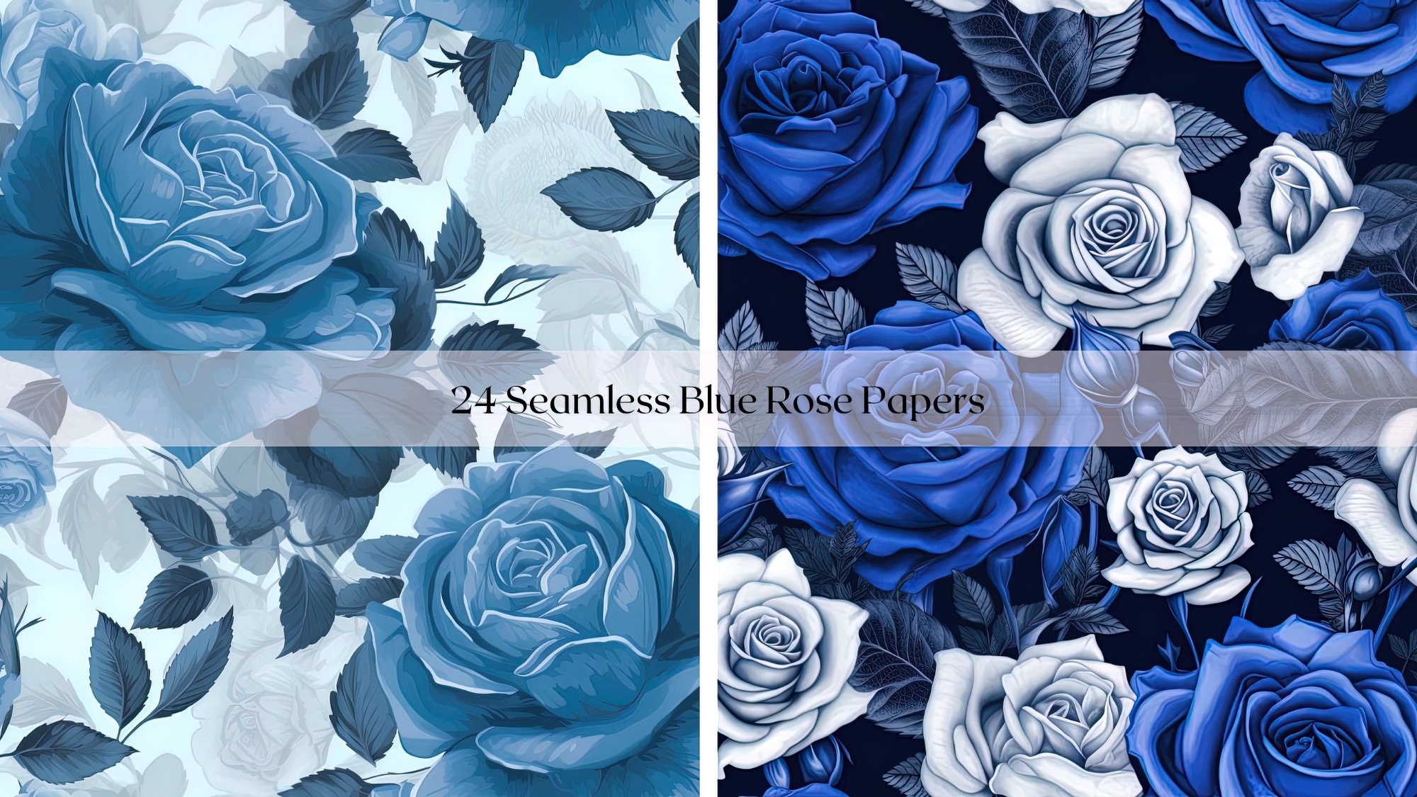 Blue Floral Digital Paper Seamless Backgrounds Blue Rose - Etsy