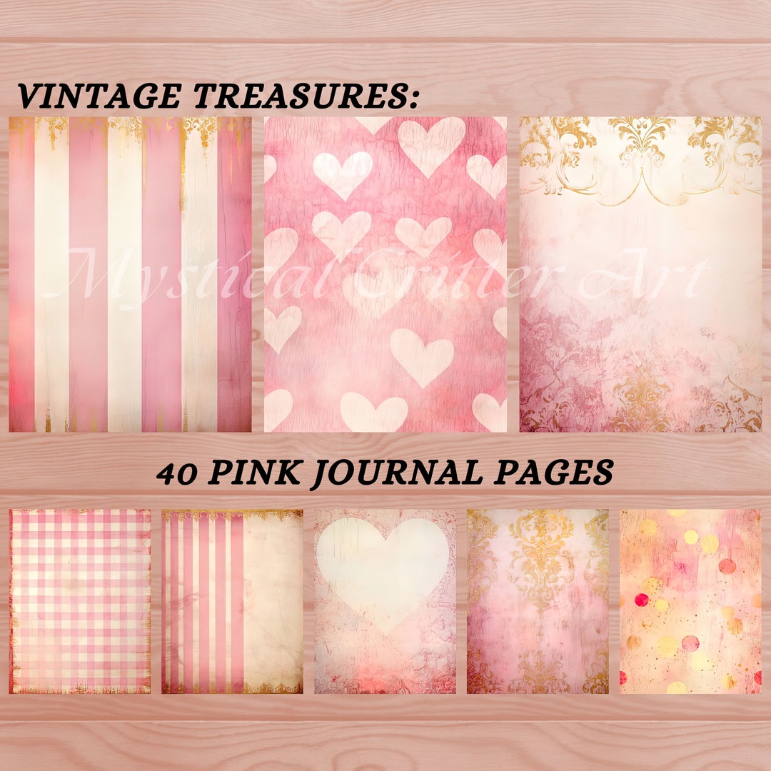 Printable Pink Paper: Damask, Stripes, Dots, Hearts, Distressed Texture ...