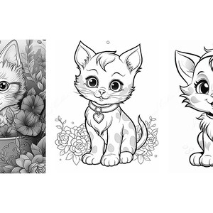 Cute Kitten Coloring Book, Printable Cat Coloring Pages for Adults and ...