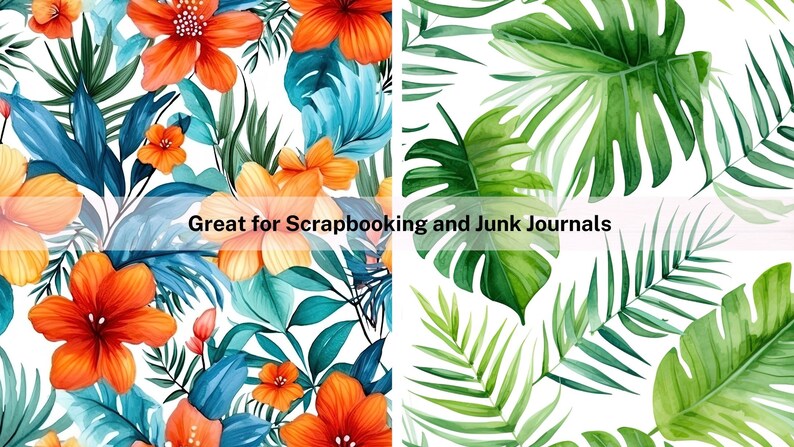 Watercolor Jungle Digital Paper, Seamless Pattern Backgrounds Printable ...
