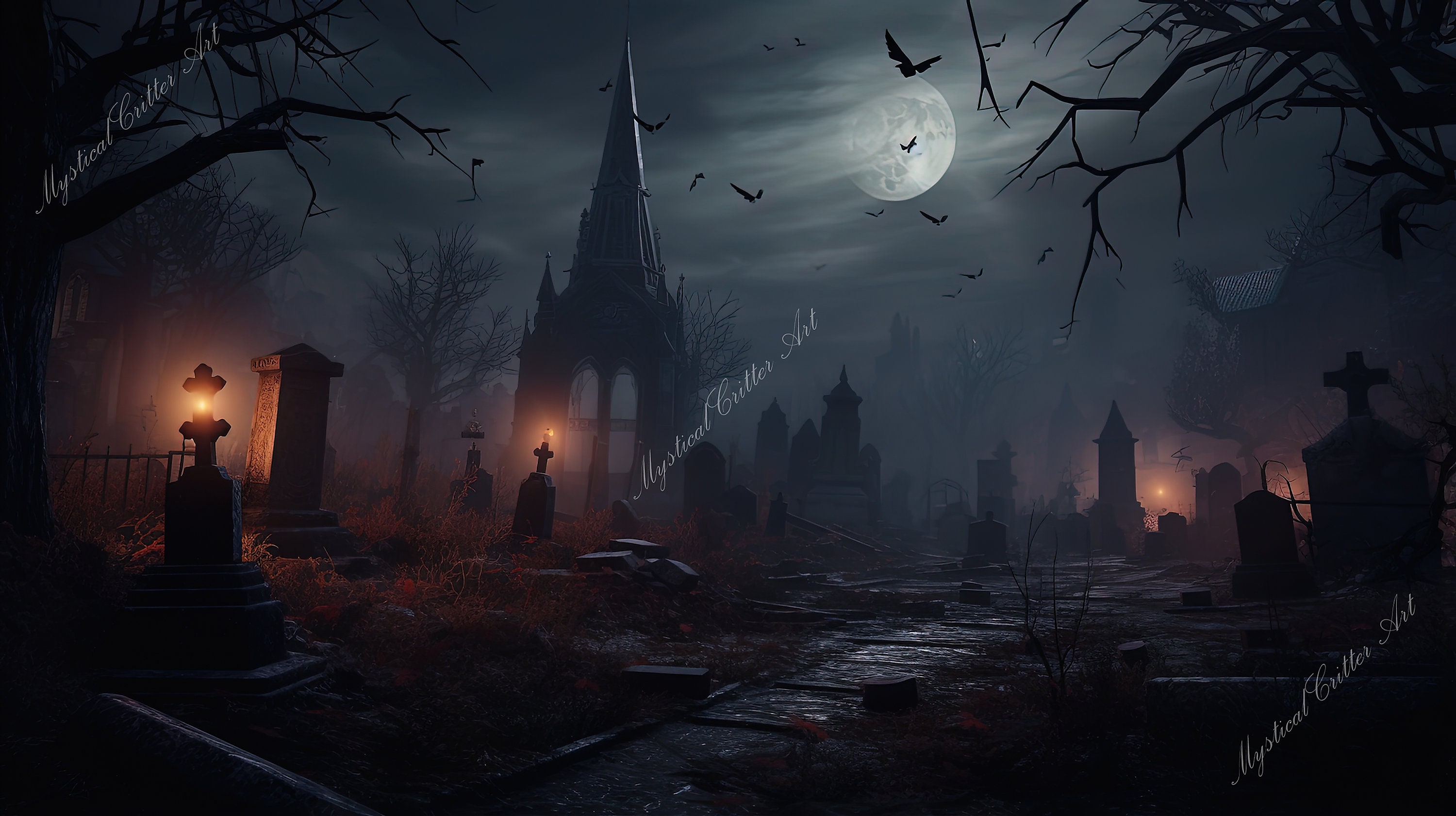 Spooky Halloween Graveyard Desktop Wallpapers Creep up Your Screen ...