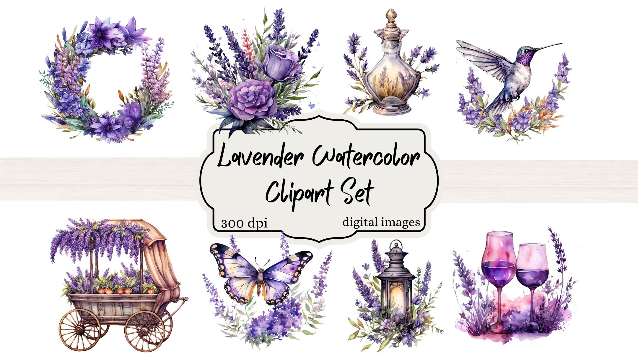 Lavender Watercolor Clipart Set Provence Wedding Ideas and - Etsy