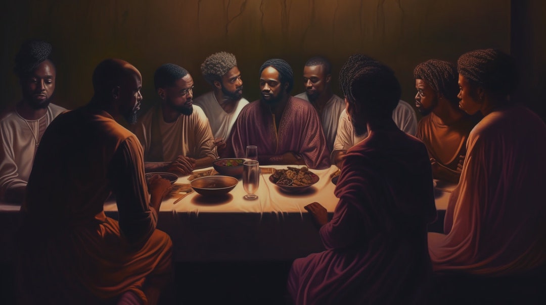 Black Jesus At The Last Supper African American Art Etsy