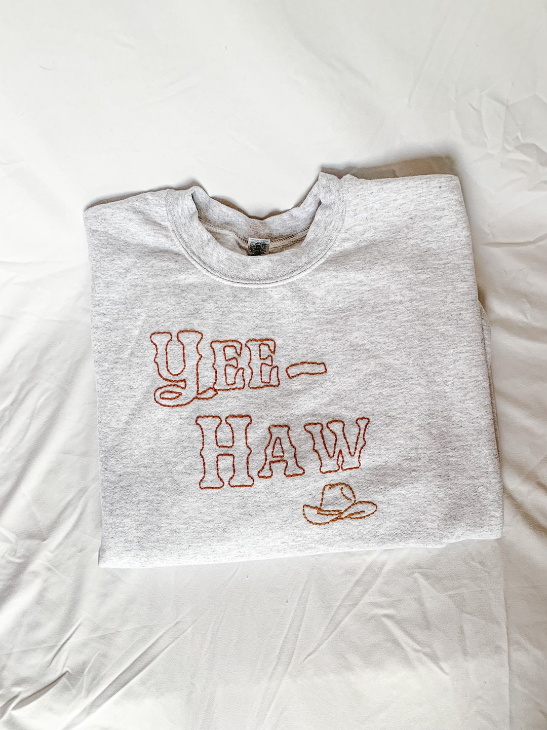 Hand-embroidered Yee-haw Sweatshirt - Etsy