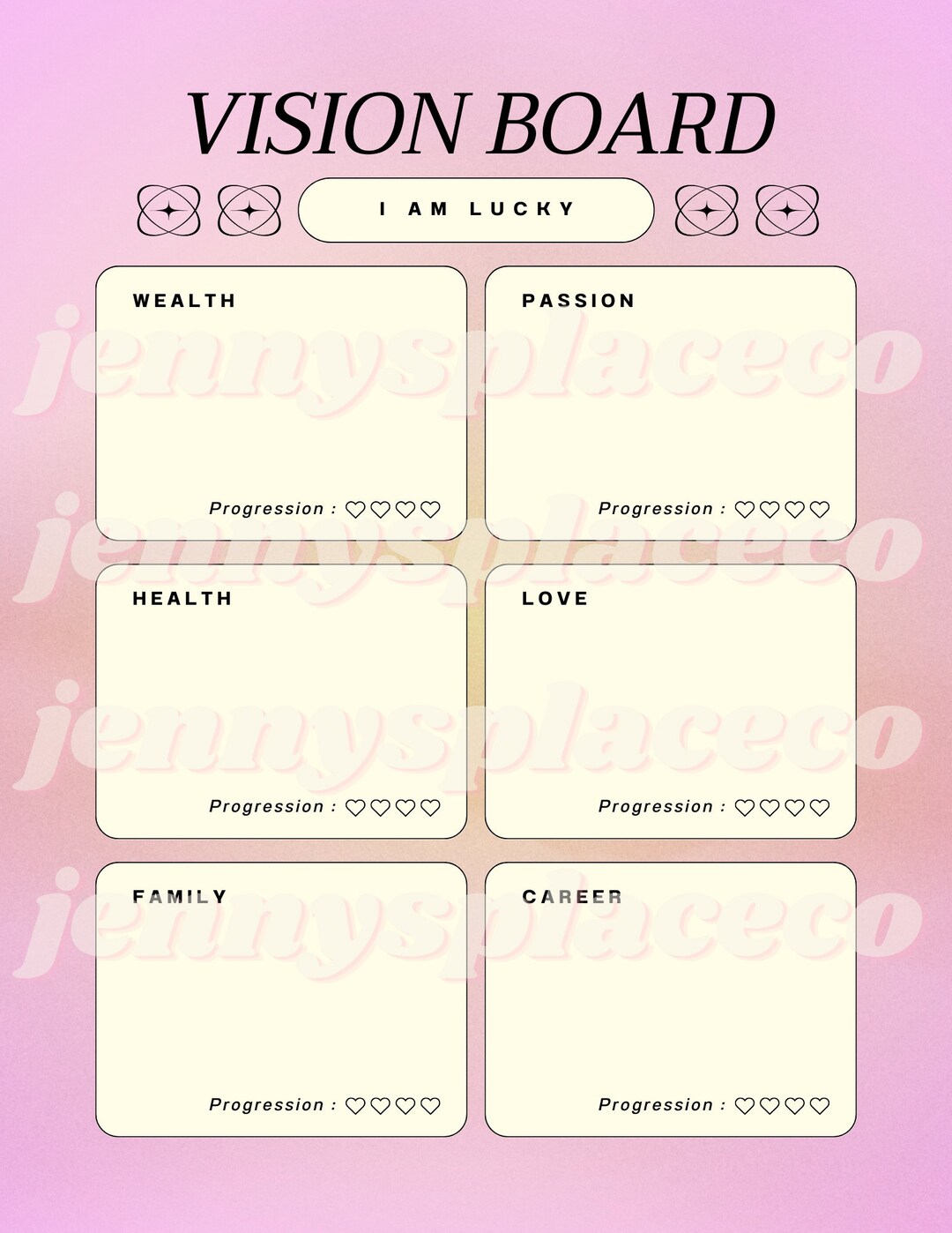 Lucky Girl Vision Board, Instant Download, Daily Planner, Monthly ...