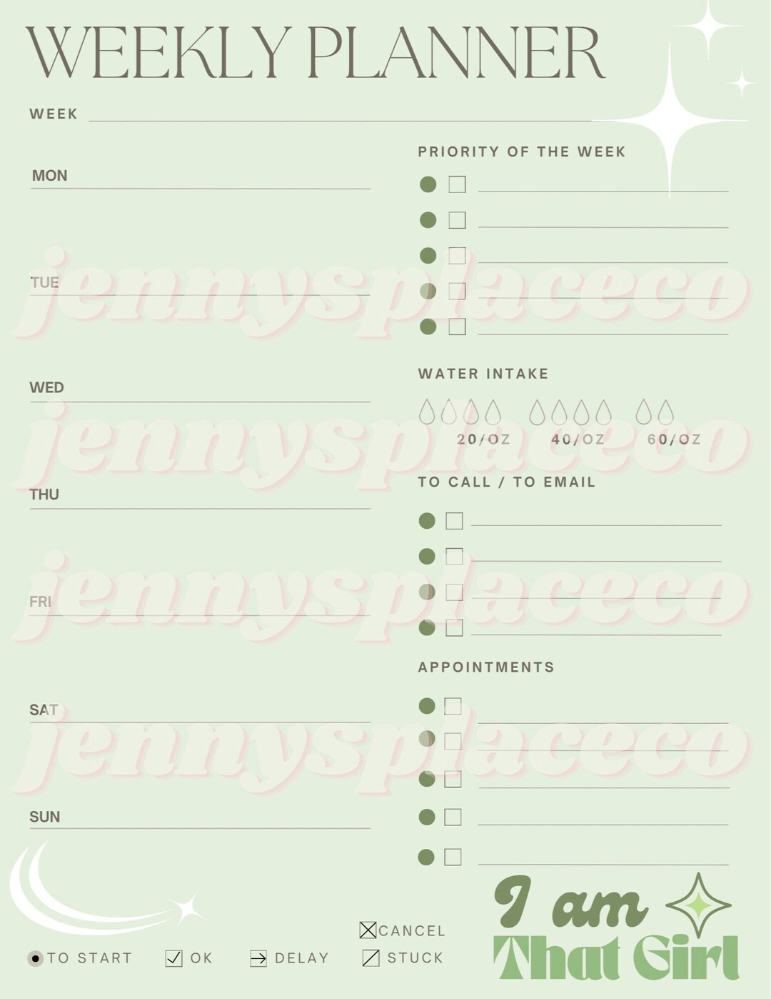 Weekly Digital Planner, Digital Download, That Girl Minimalistic, Daily ...