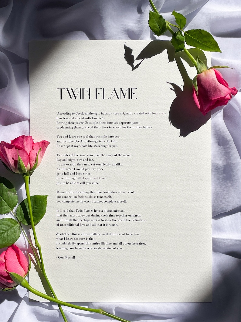 Twin Flame Love Poem A4 Poetry Print Anniversary Gift - Etsy