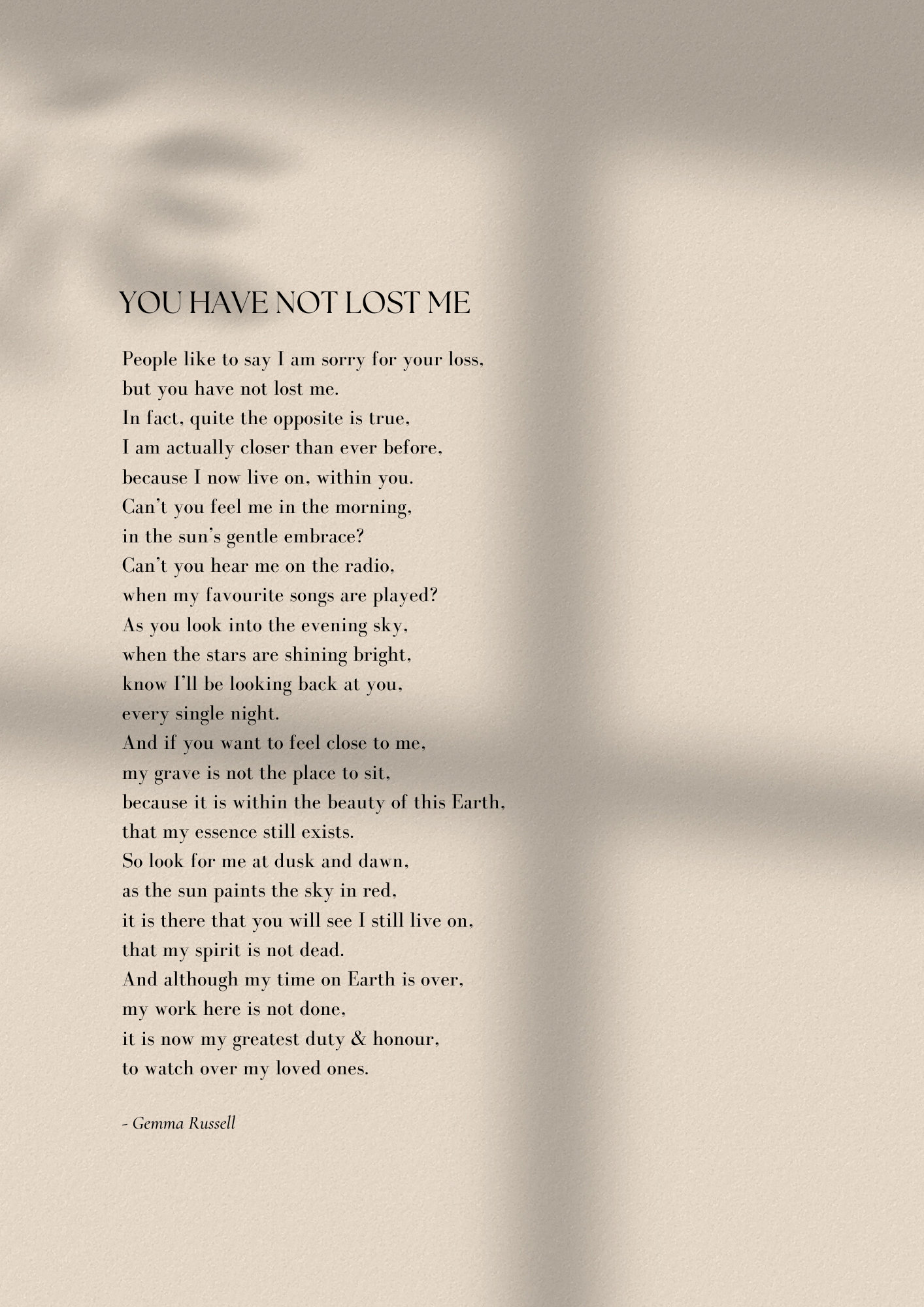 You Have Not Lost Me | A4 Poetry Print | Gift for Someone Who Has Lost ...