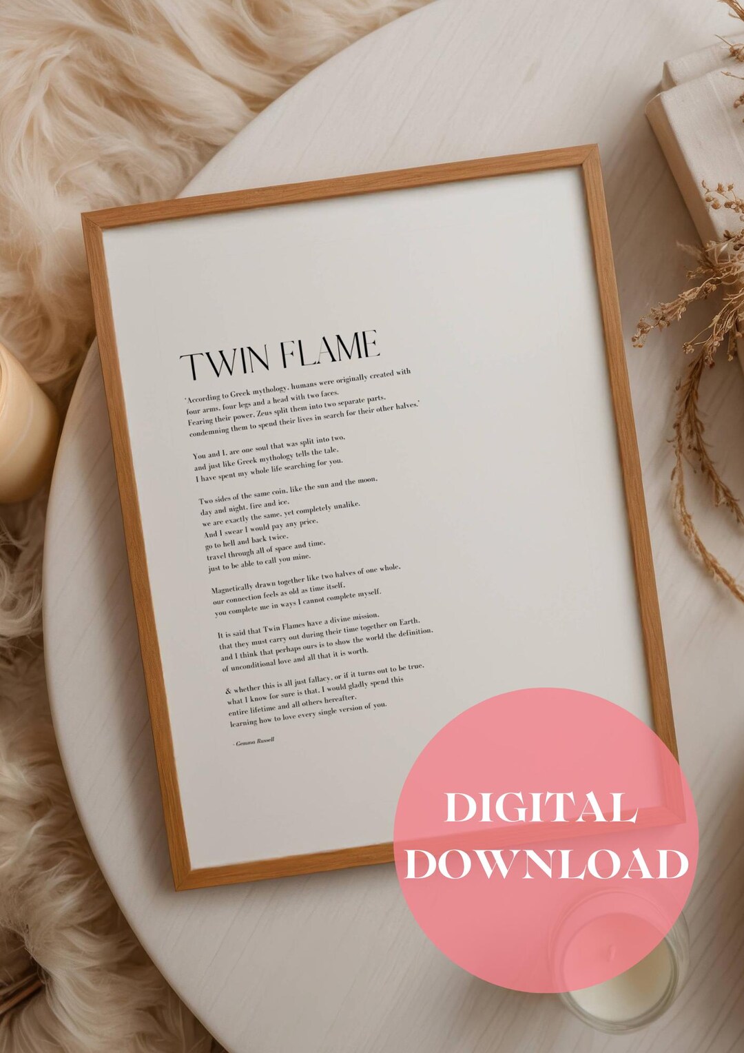 Twin Flame | Love Poem | Romantic Valentine's Day Gift | Digital ...