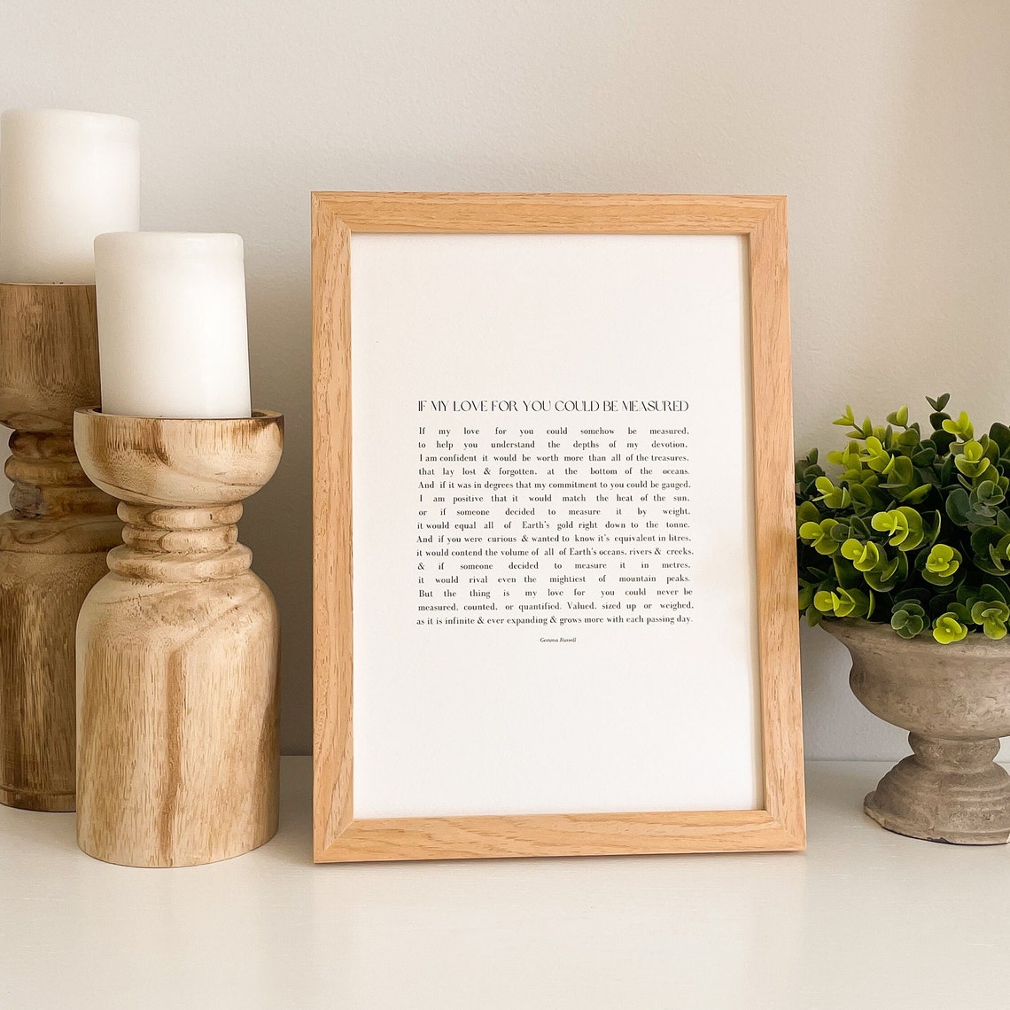 If My Love for You Could Be Measured, Love Poem, A4 Poetry Print ...