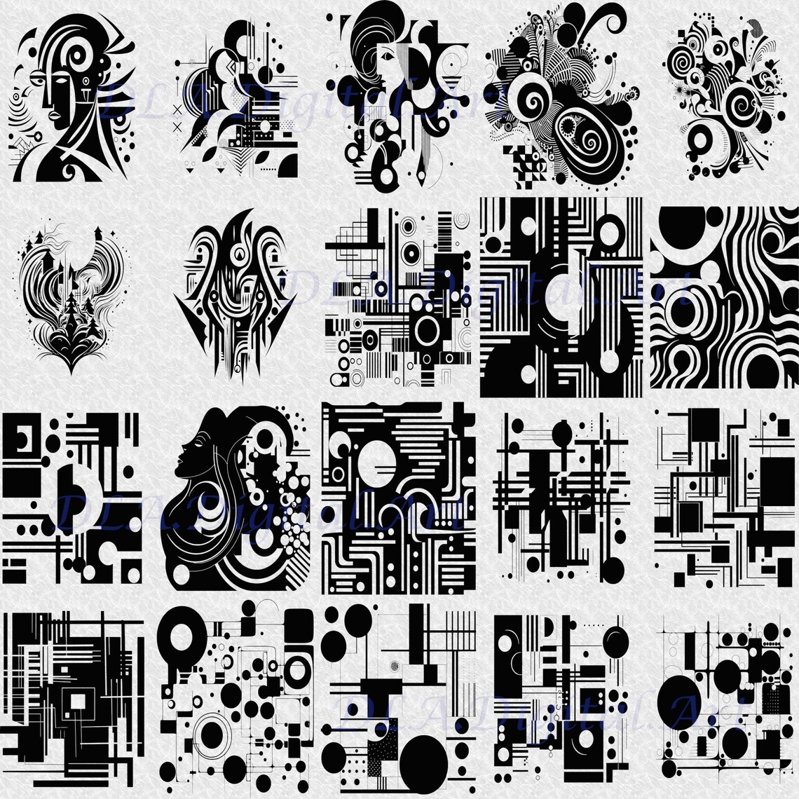 Abstract Shape Silhouette Bundle (svg, Png, Eps, Dxf) (digital Download ...