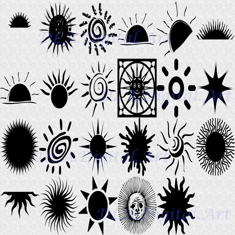 Sun Silhouette Bundle Sun SVG Sun PNG Sun DXF Sun - Etsy