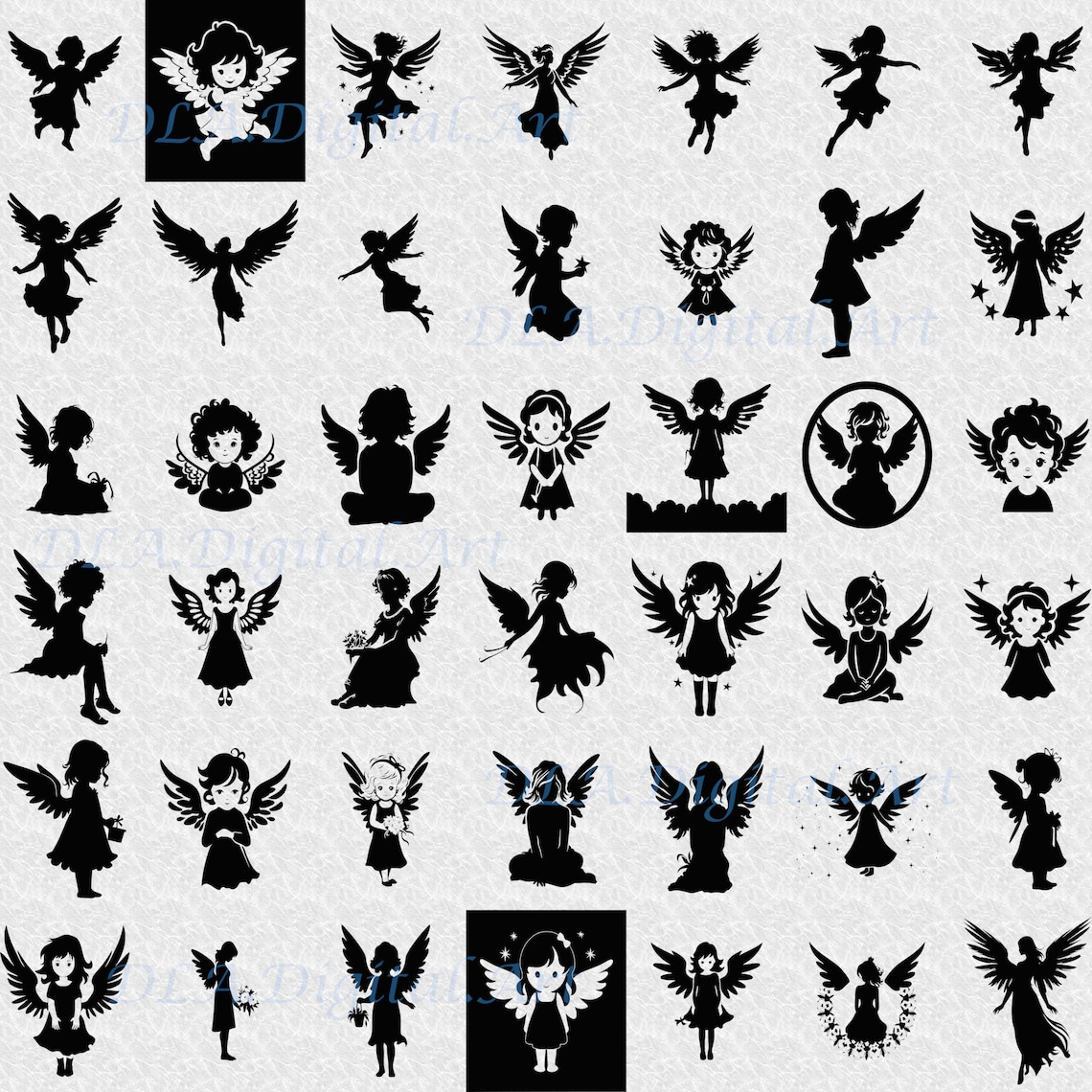 Cute Angel Silhouette Bundle, Angel SVG, Angel PNG, Angel DXF, Angel ...