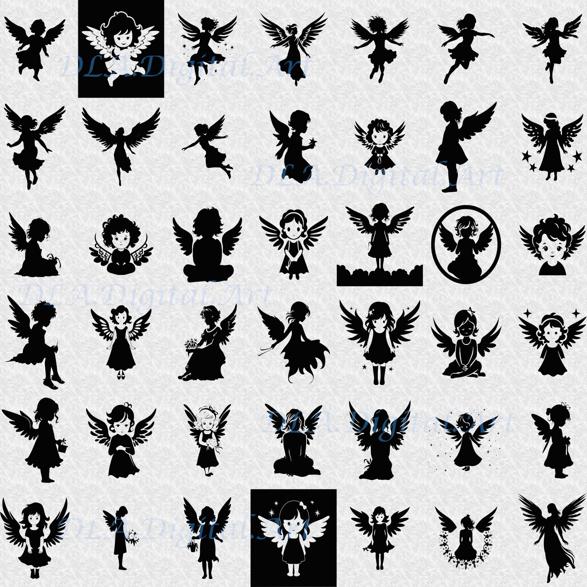 Cute Angel Silhouette Bundle, Angel SVG, Angel PNG, Angel DXF, Angel ...