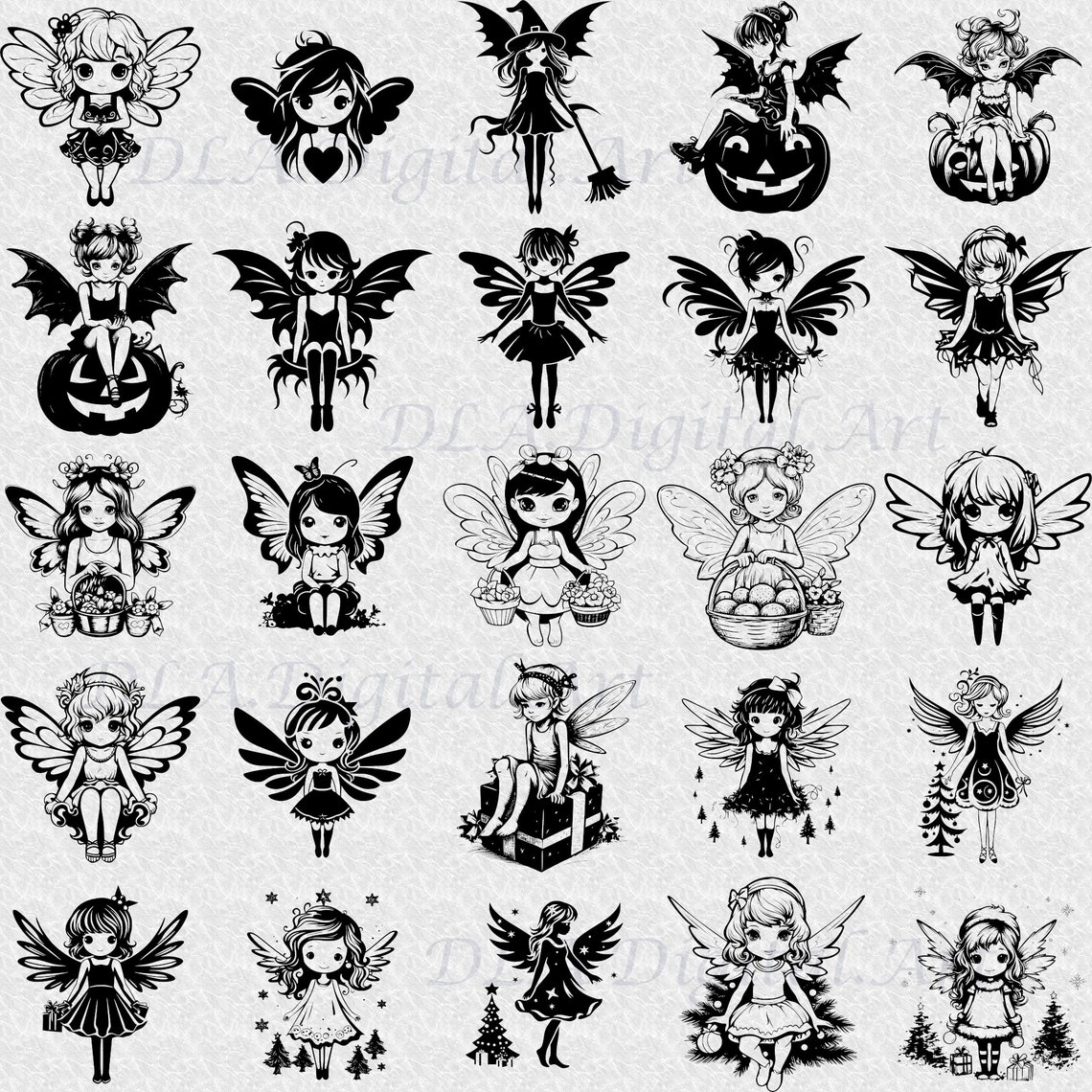 Fairy Silhouette Bundle, Fairy SVG, Fairy PNG, Fairy DXF, Fairy ...