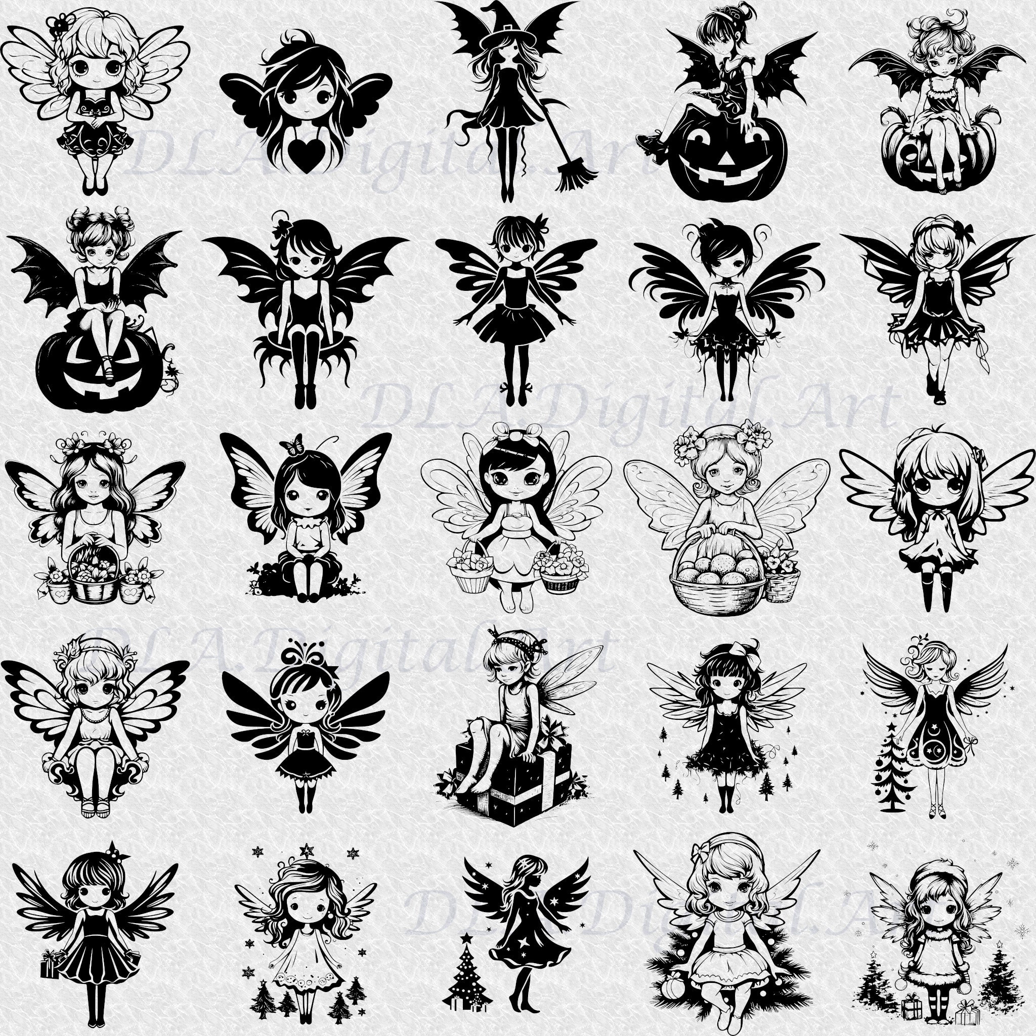 Fairy Silhouette Vector Bundle (svg, Png, Dxf, Eps) (digital Download ...