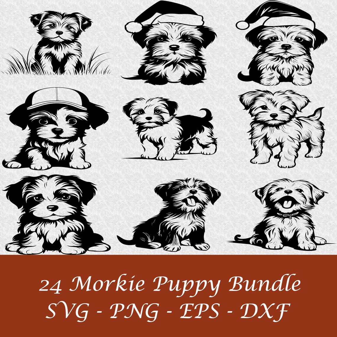 Morkie Puppy Silhouette Bundle, Morkie Puppy SVG, Morkie Puppy PNG ...