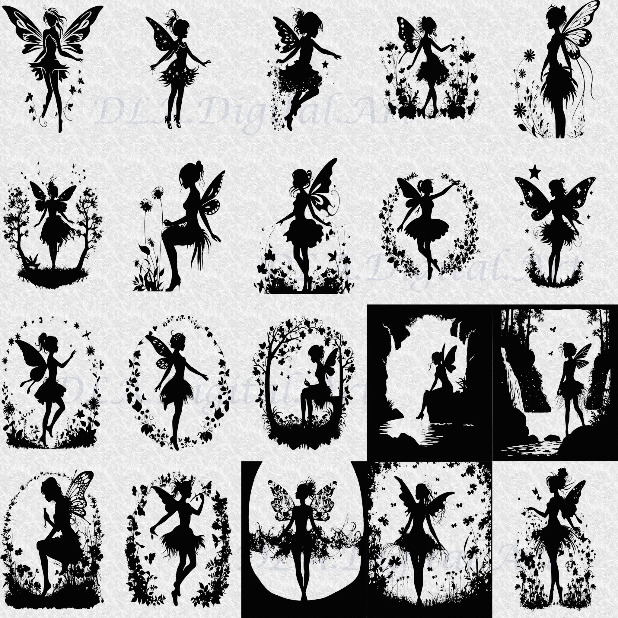 Fairy Silhouette Bundle, Fairy SVG, Fairy PNG, Fairy DXF, Fairy ...