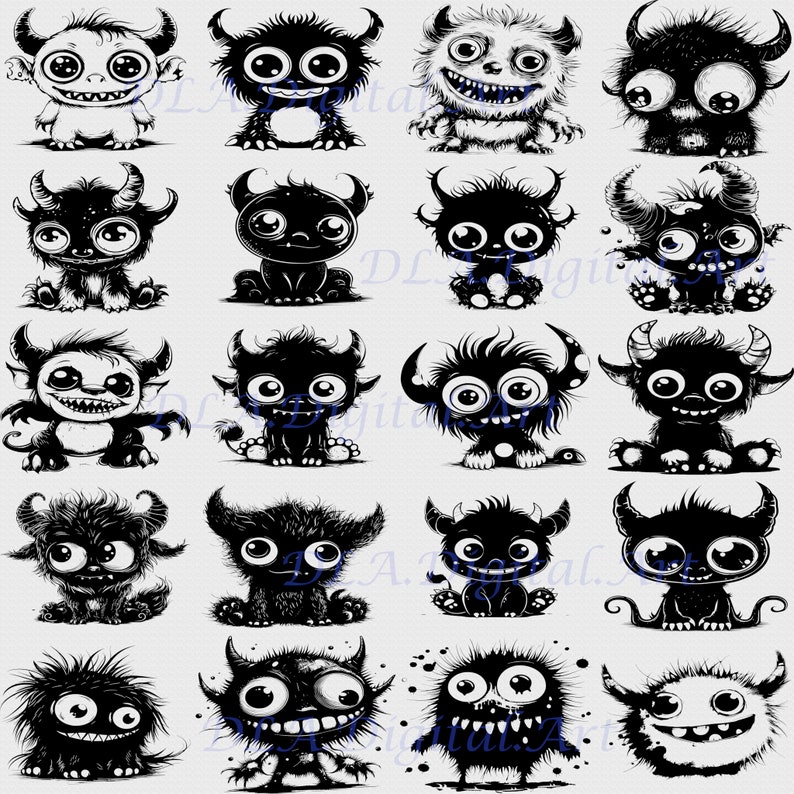 Adorable Baby Monster SVG Bundle: 40 Cute Monster Silhouette Images ...