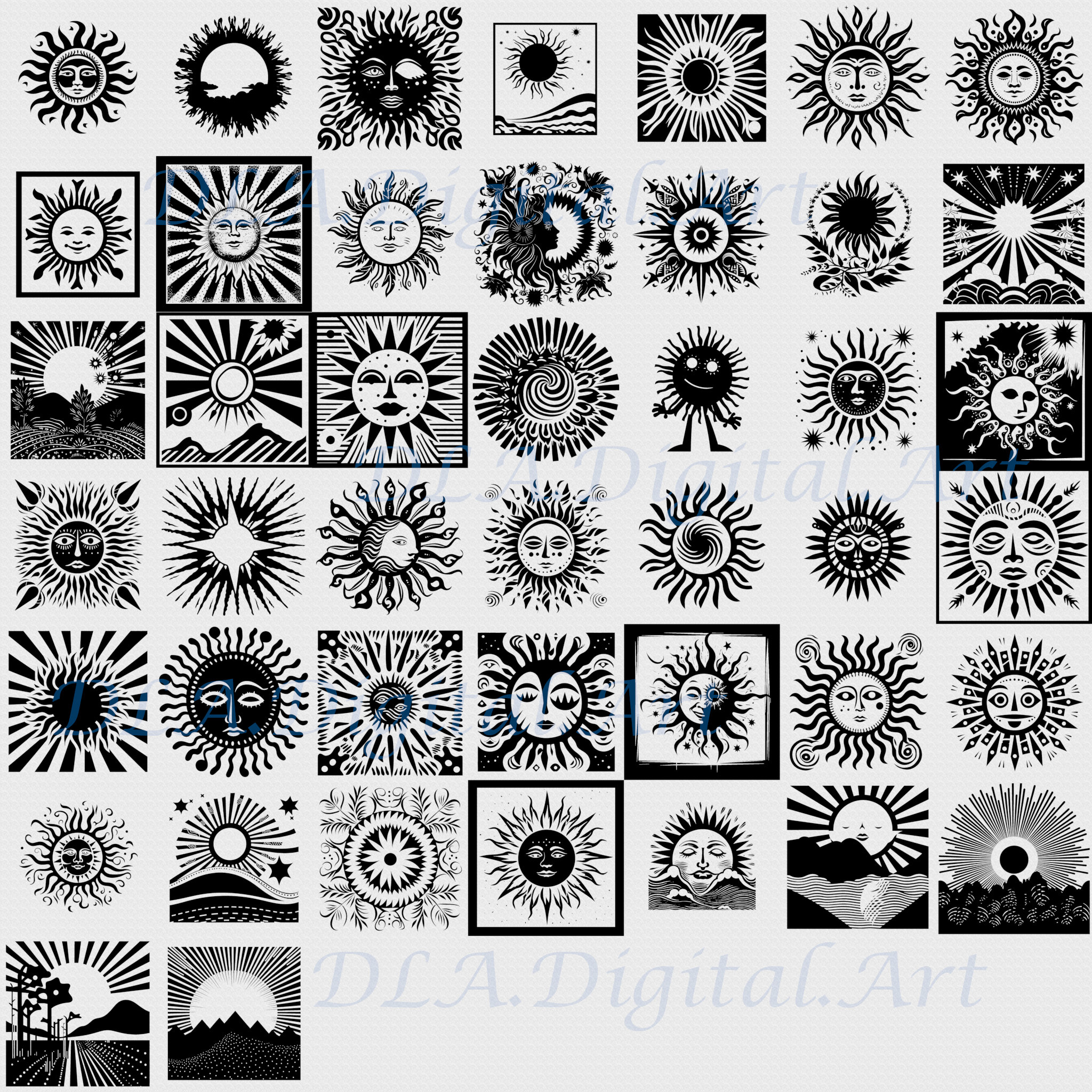 Radiant Sun SVG Bundle: 44 Sun Silhouette Images Instant - Etsy