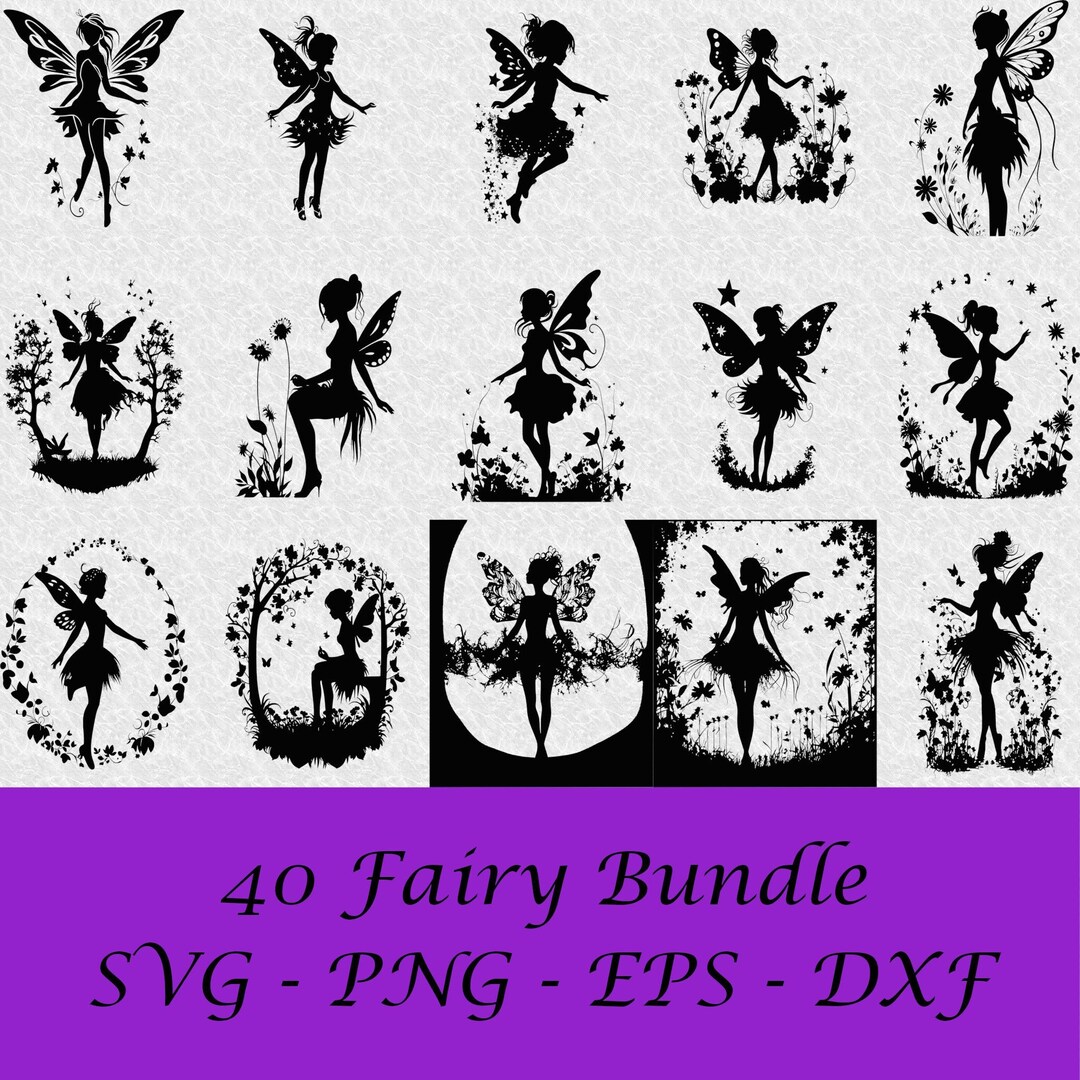 Fairy Silhouette Bundle, Fairy SVG, Fairy PNG, Fairy DXF, Fairy ...