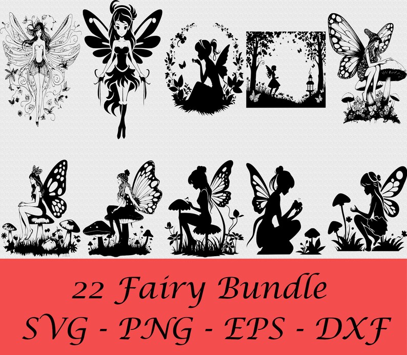 Fairy Silhouette Bundle Fairy SVG Fairy PNG Fairy DXF - Etsy