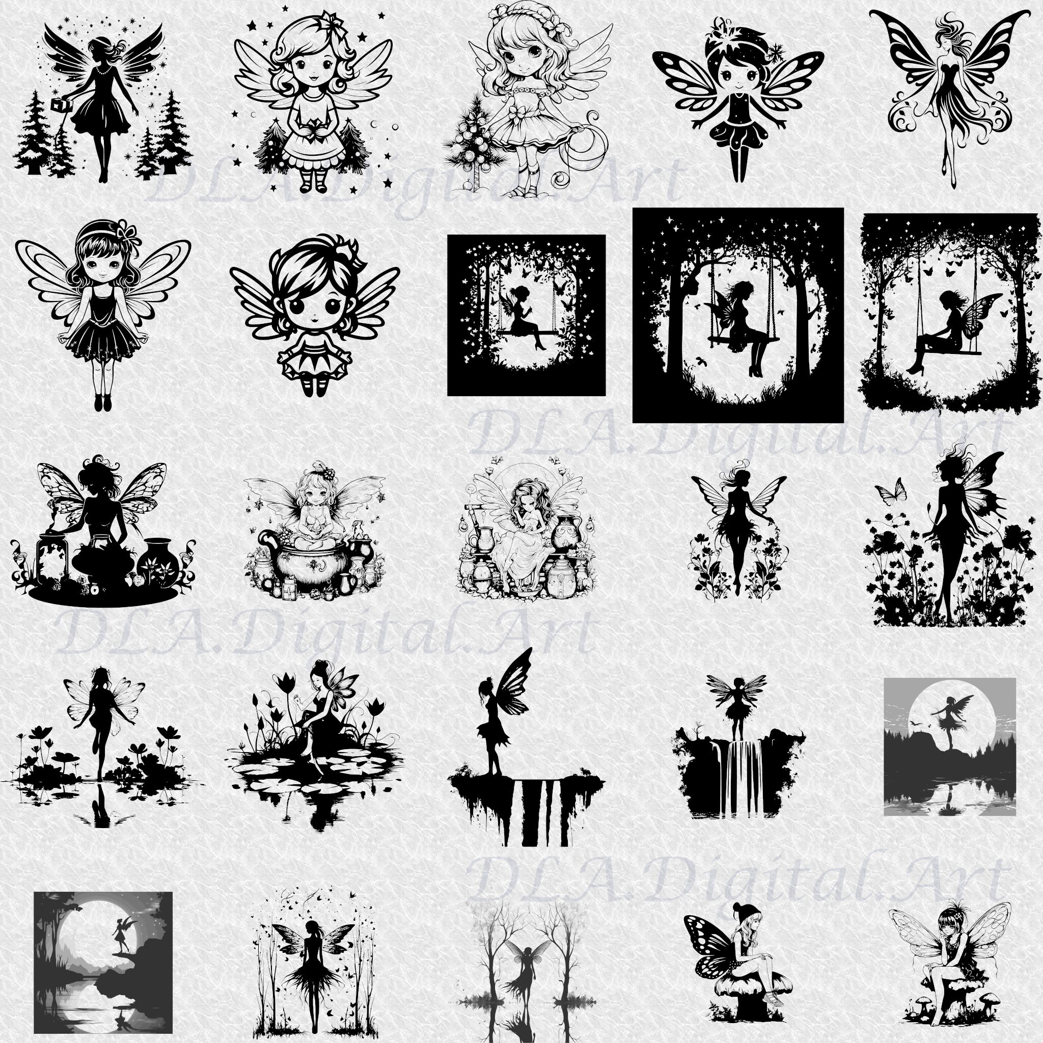 Fairy Silhouette Vector Bundle (svg, Png, Dxf, Eps) (digital Download ...