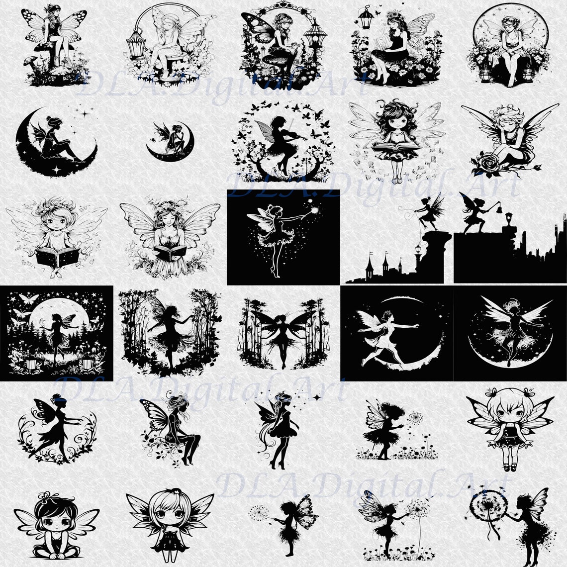 Fairy Silhouette Bundle, Fairy SVG, Fairy PNG, Fairy DXF, Fairy ...