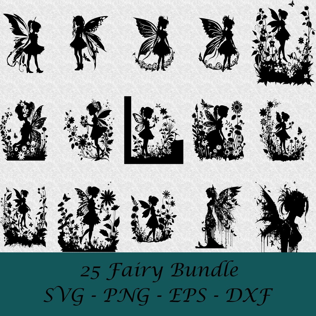 Fairy Silhouette Bundle, Fairy SVG, Fairy PNG, Fairy DXF, Fairy ...