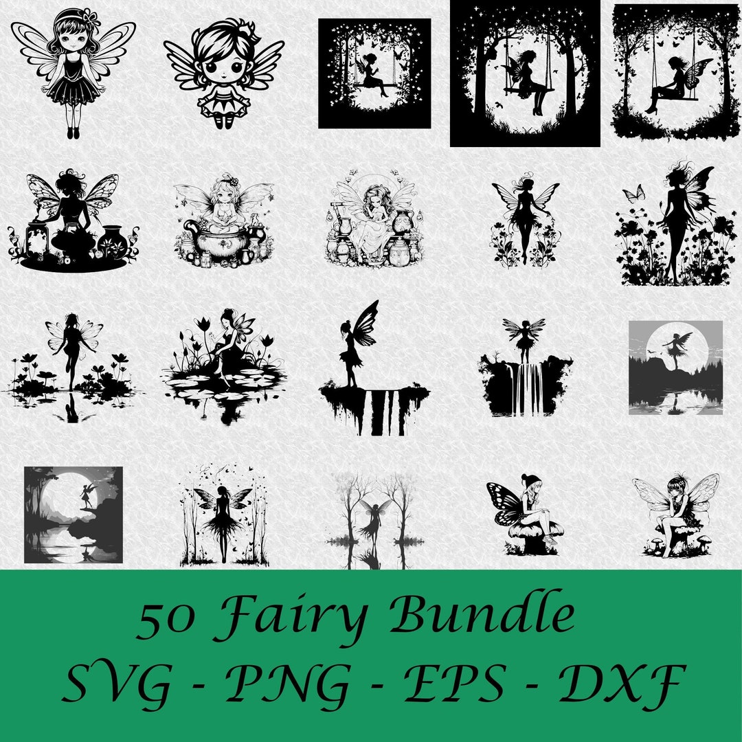 Fairy Silhouette Bundle, Fairy SVG, Fairy PNG, Fairy DXF, Fairy ...