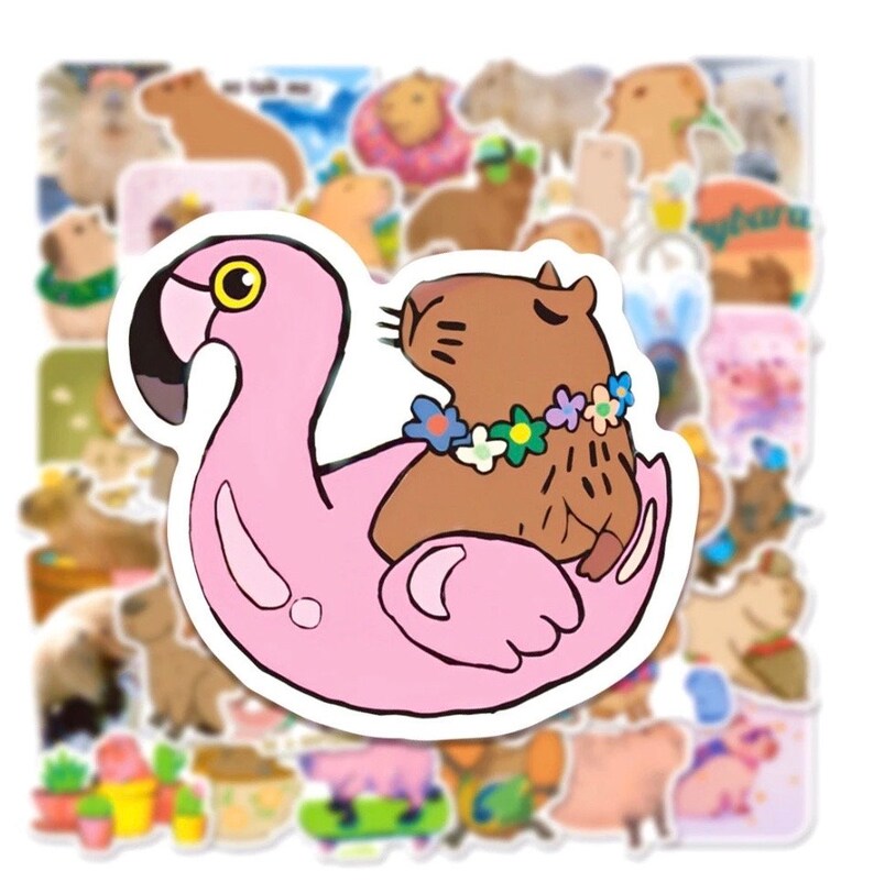 Random Selection of Cute Capybara Stickers for Water Bottle, Laptop ...