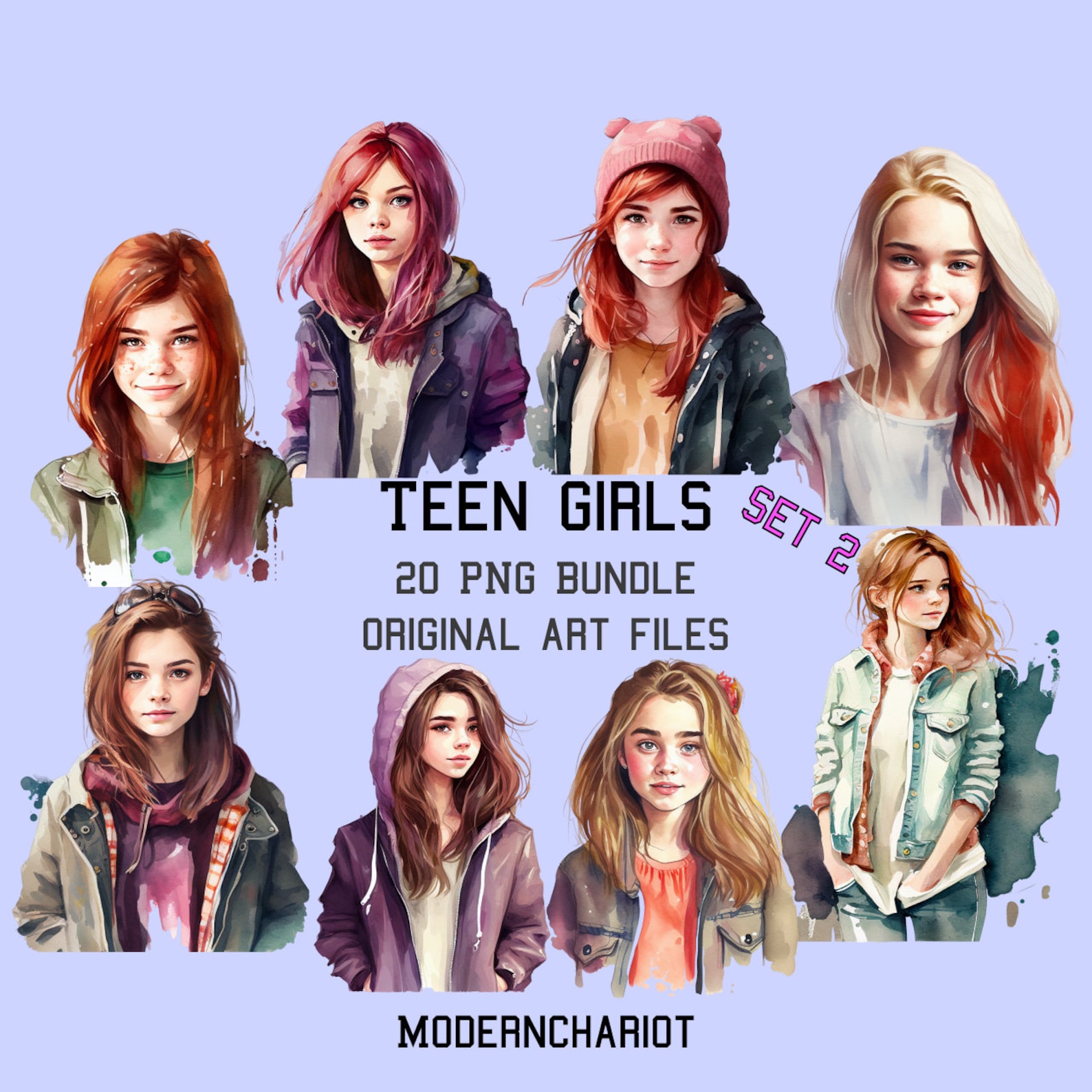 Teen Girls Clip Art Set 2, 20 High Quality Pngs, Transparent Background ...