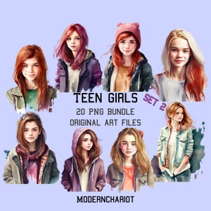 Teen Girls Clip Art - Set 2, 20 High Quality Pngs, Transparent ...