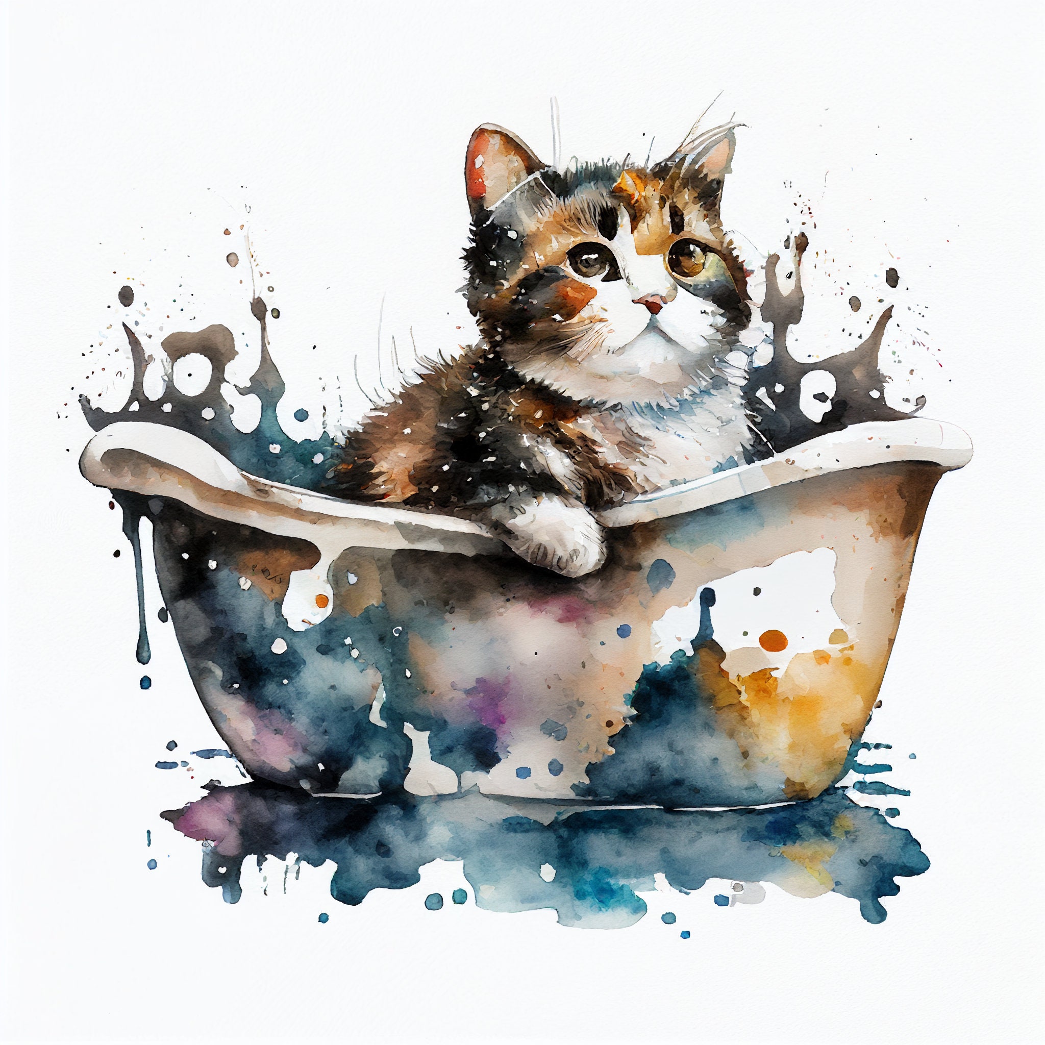 Cat in A Bathtub Clip Art, 24 High Quality Pngs, Transparent Background ...